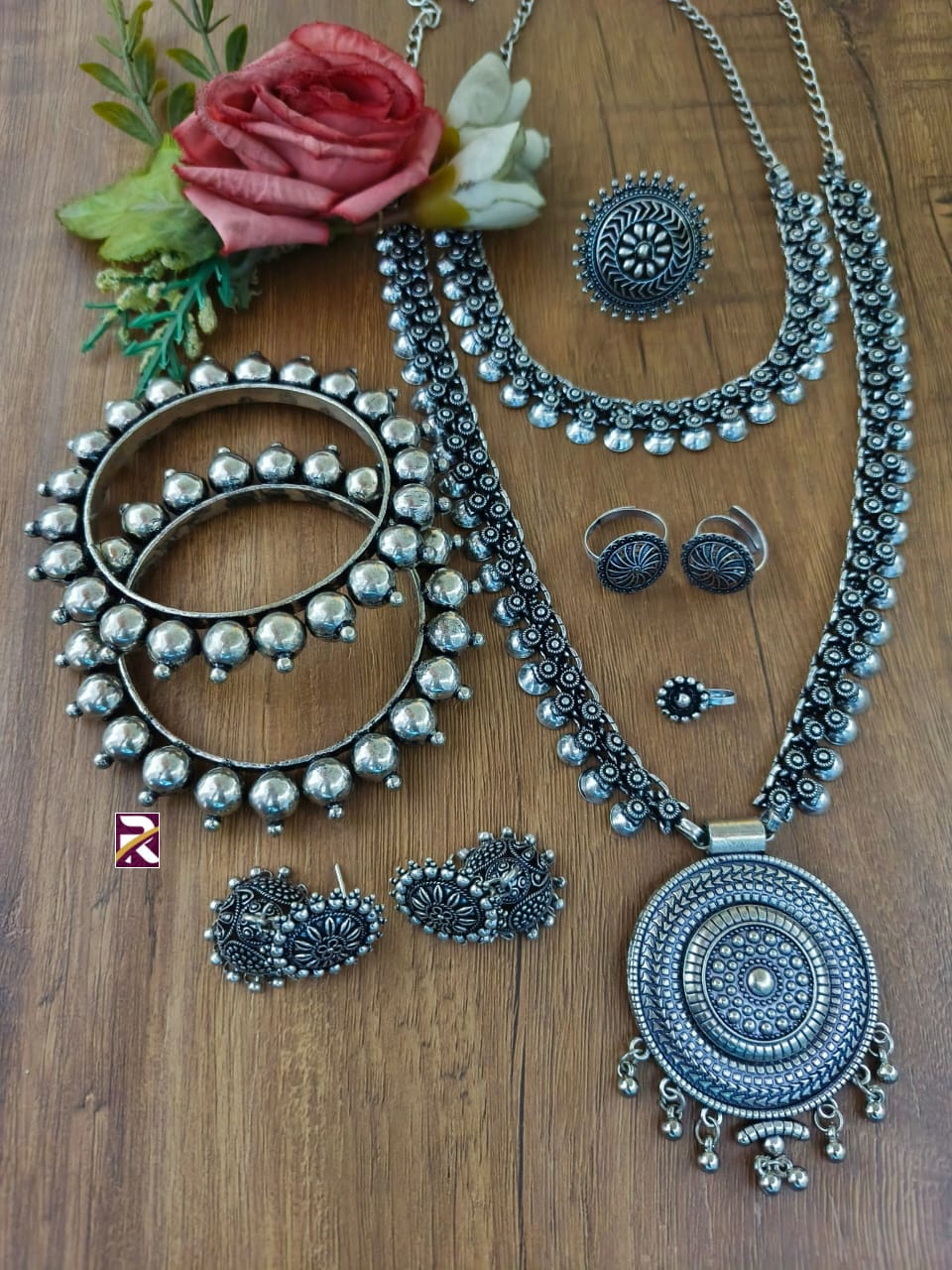 Oxidised long necklace online store