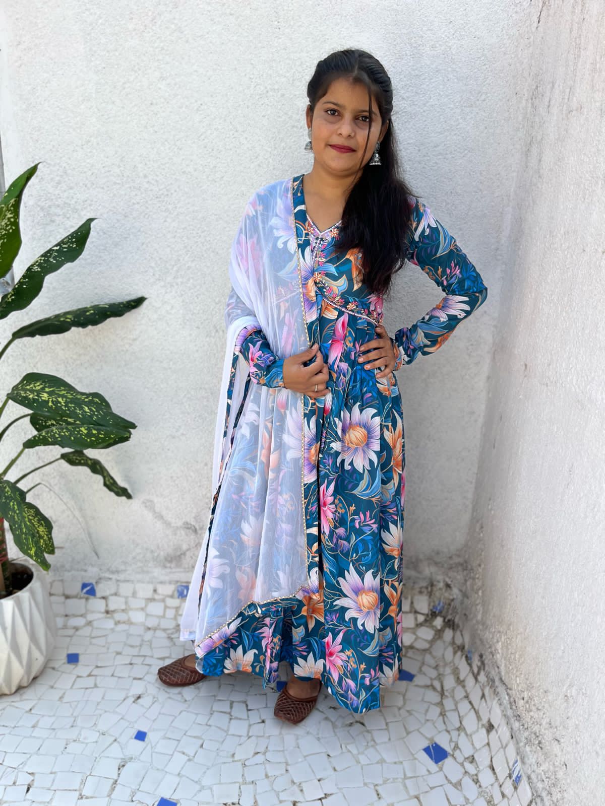 Beautiful Designer Party Wear Look Organza Taby Silk Gown