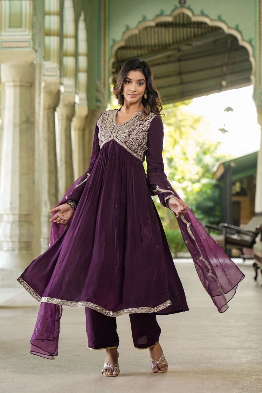 Beautiful Designer Party Wear Reyon Anarkali Salwar Suit