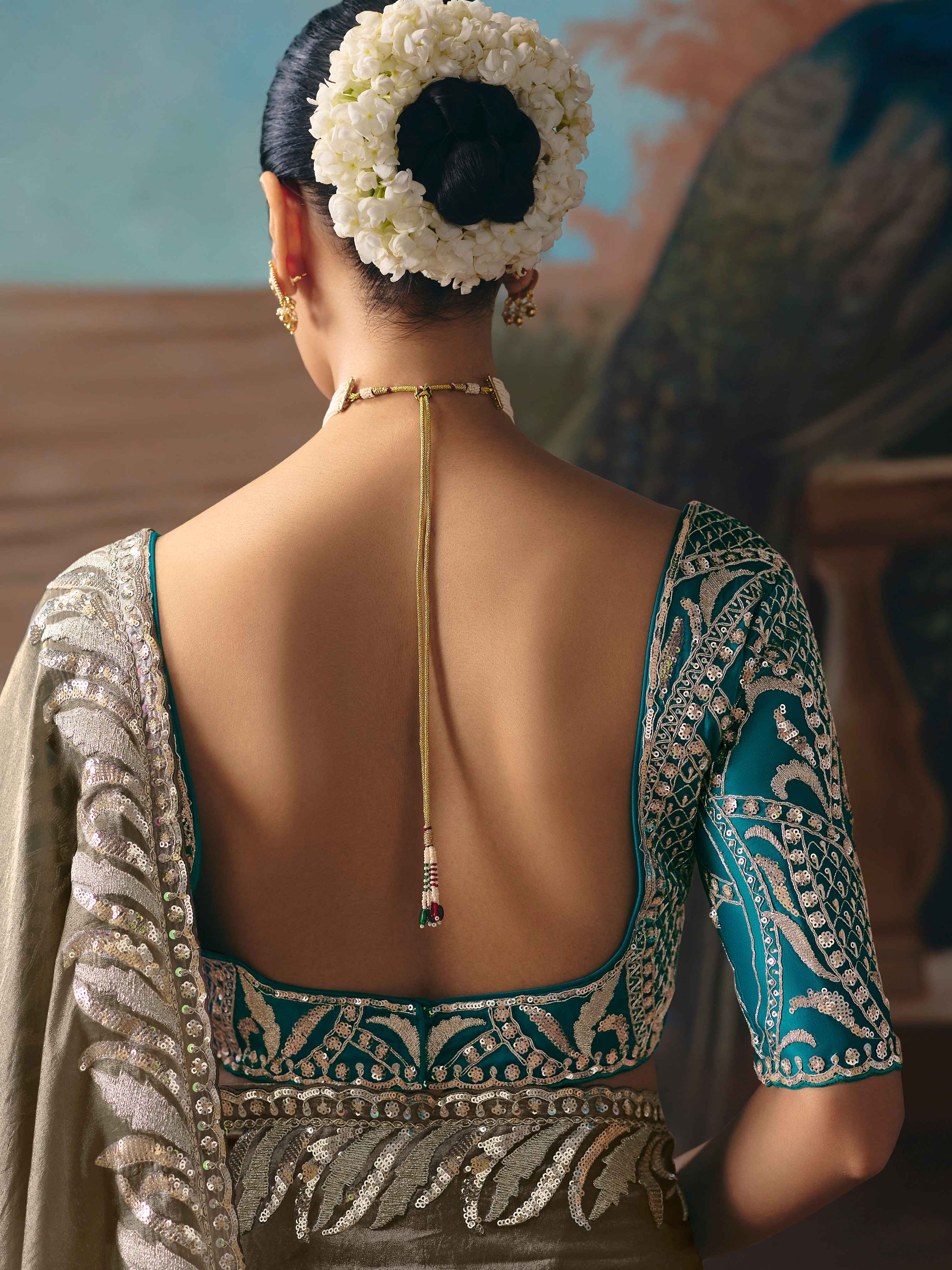 Grey Silver Fancy Saree with Sequins & Cutwork Border – Anant Exports